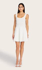 Orpheus Lace Combo Rib Dress In White | Generation Love