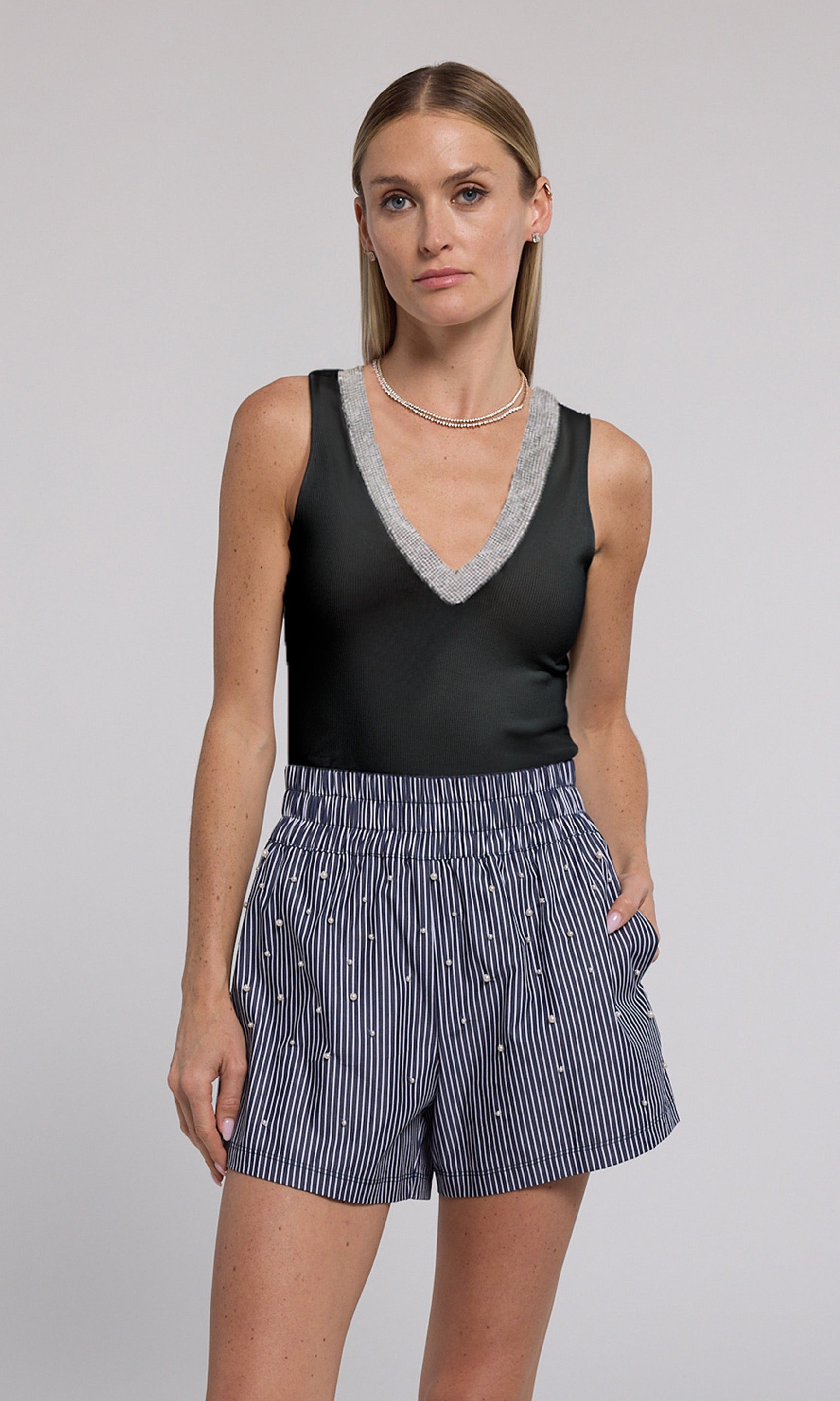 Reida Ribbed Crystal Tank Top | Generation Love