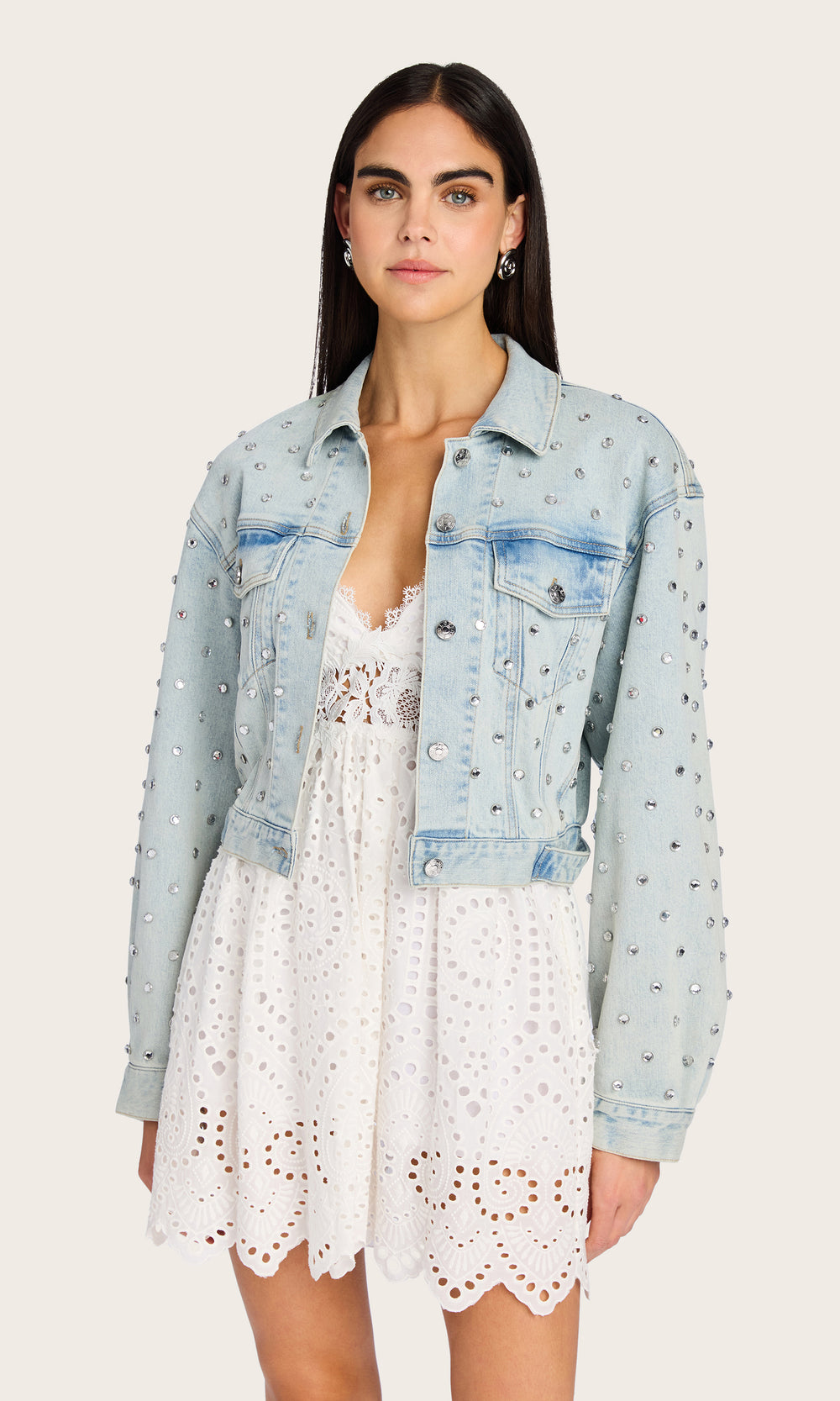 Toddie Crystal Ice Blue Denim Jacket | Generation Love